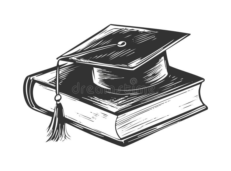 Illustration of a Graduation Cap Resting on a Book, Symbolizing ...