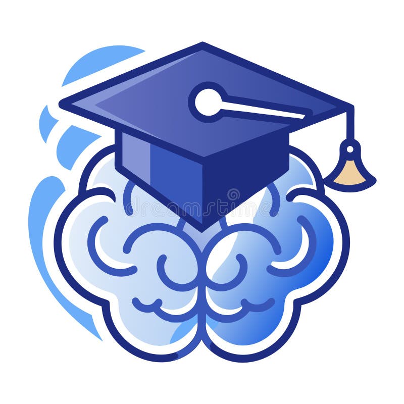 Brainpower: Graduation Cap on Brain Symbolizing Education, Knowledge ...