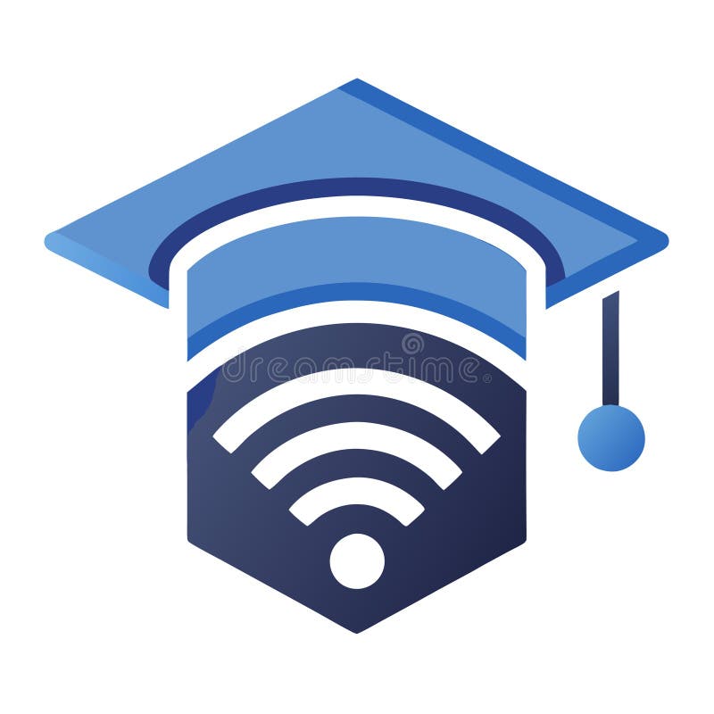 Online Education Concept: Graduation Cap with WiFi Symbol for E ...