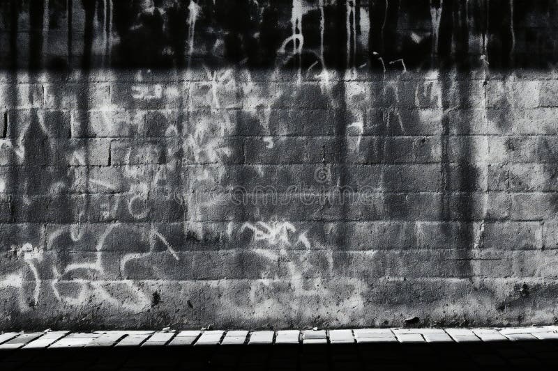 Graffiti on the Wall, Black and White, Urban Background Stock ...