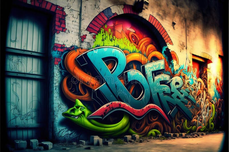Graffiti on the Wall, Digital Illustration Artwork, Hand Drawn ...