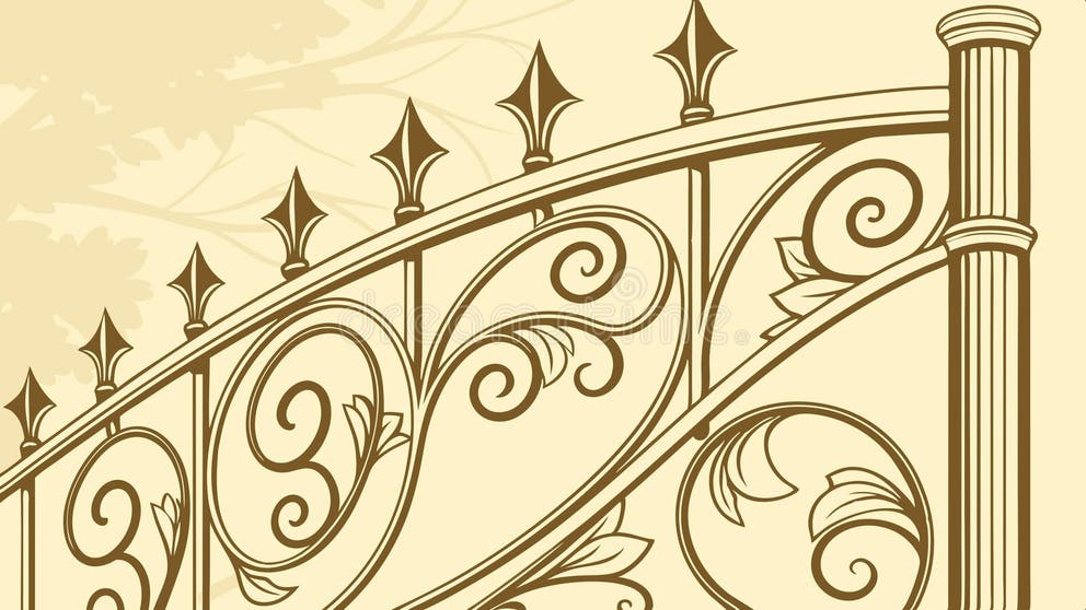 Ornate Gate Fence Architecture Decorative Security Vector Design ...