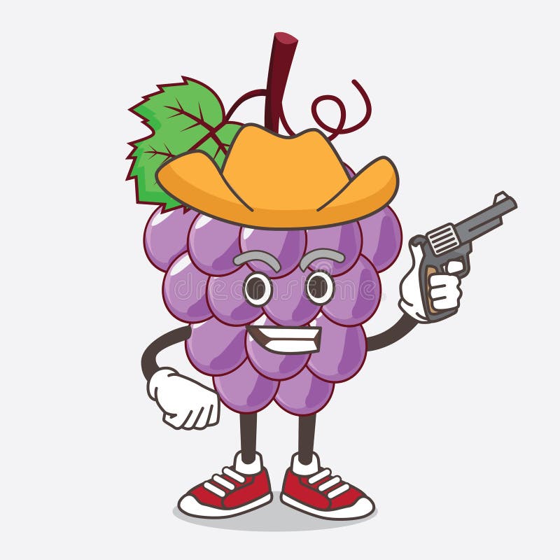 Grape Fruit Cartoon Mascot Character Holding Gun Stock Vector ...