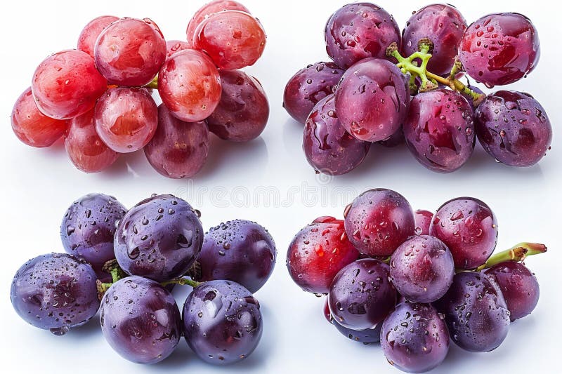 Illustration of Grapes, Red Grapes, Four Angles of One Grape Isolated ...