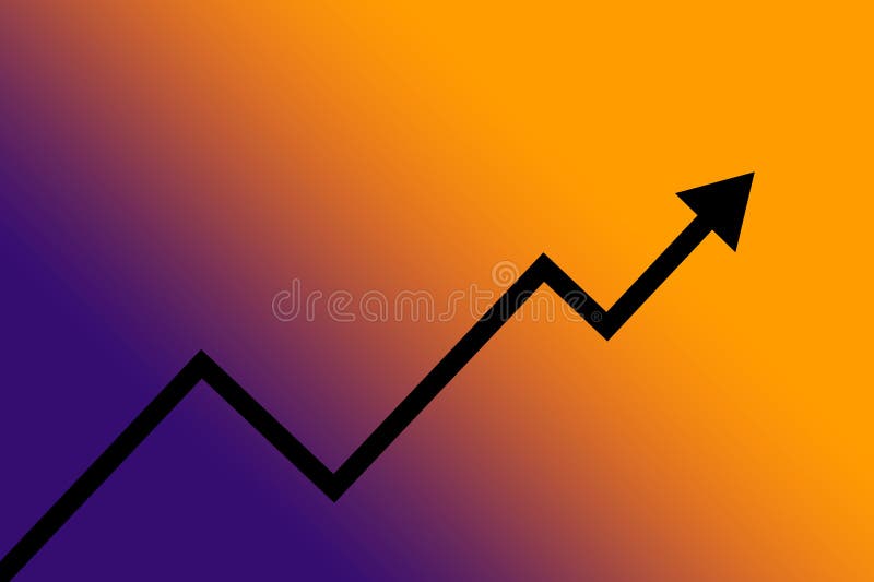 Graph with Black Arrow on Gradient Orange and Purple Backdrop Stock ...