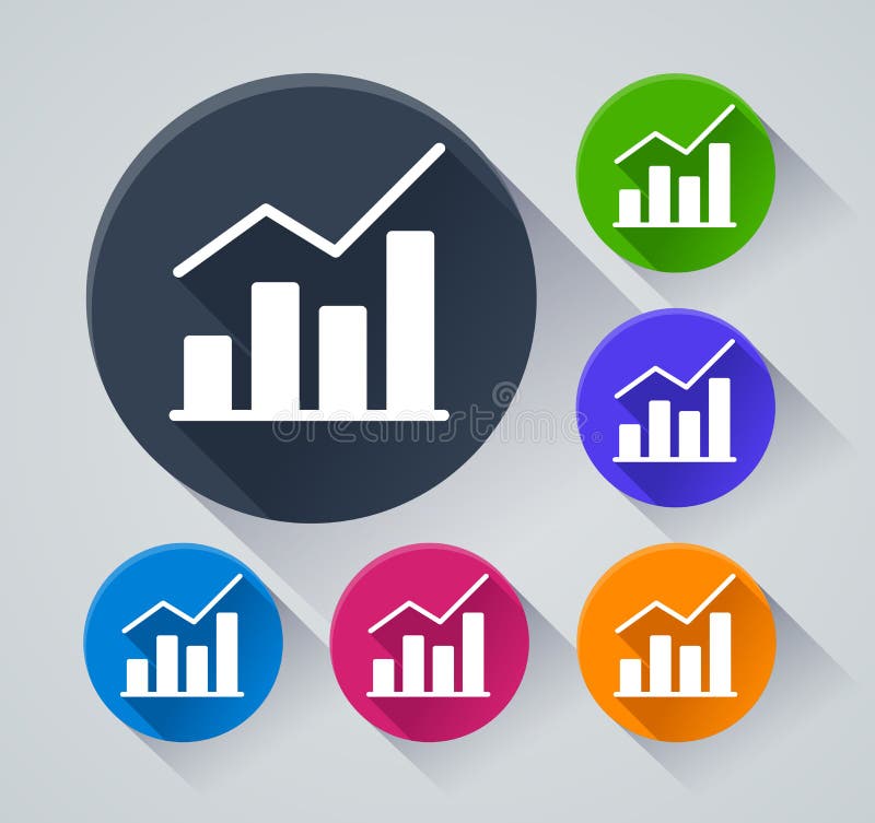 Graph Circle Icons with Shadow Stock Vector - Illustration of purple ...