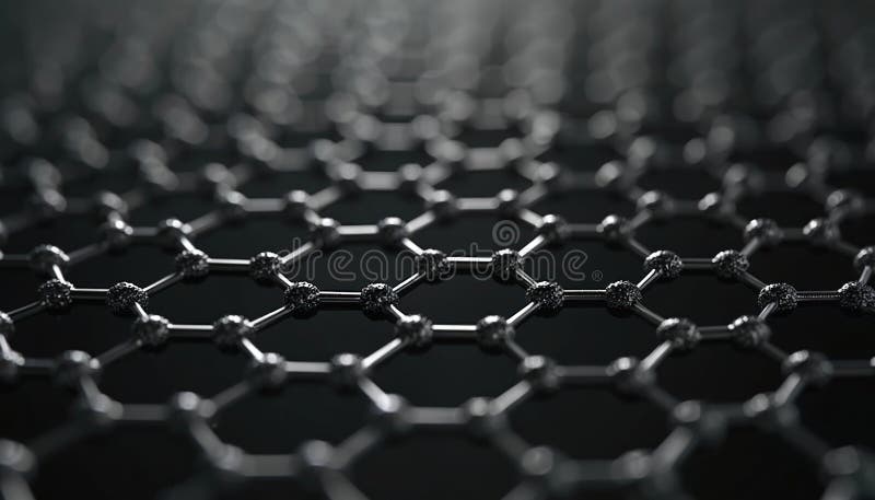 Illustration of Graphene Atomic Structure Carbon Atoms. Hexagonal ...