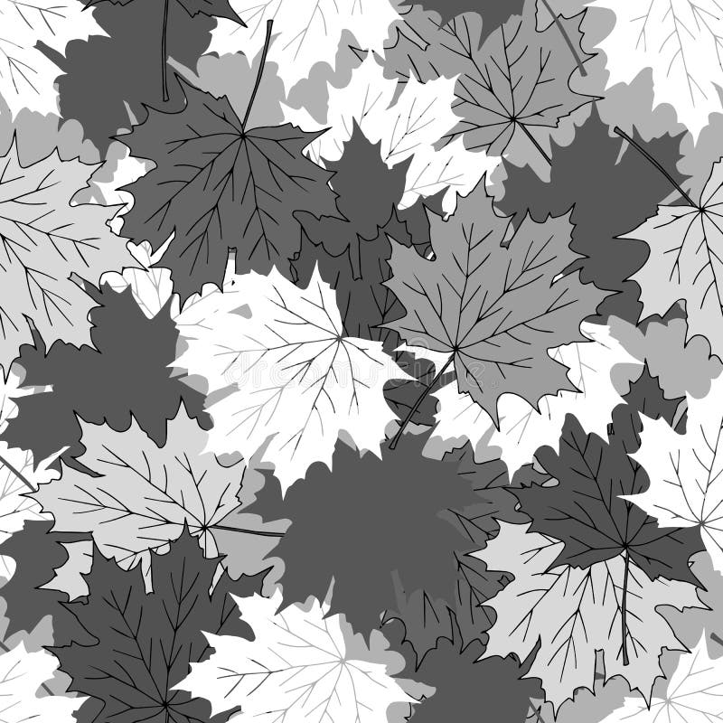 Illustration of Gray Maple Tree Leaves. Seamless Pattern Stock Vector ...