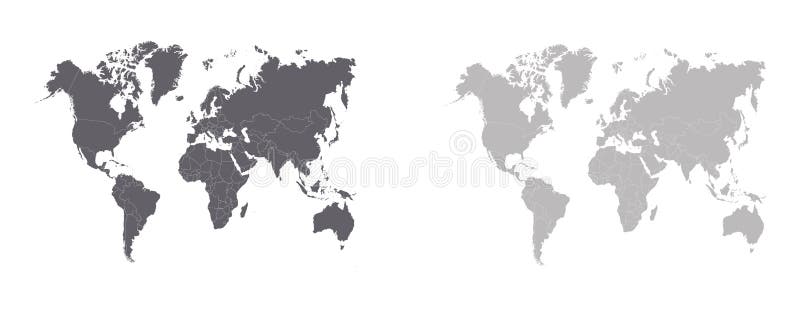 Illustration of a Gray Political World Map on a White Background Stock ...