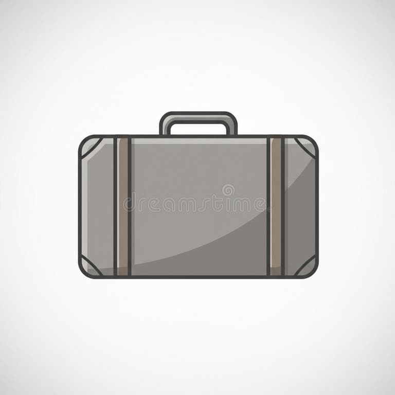 Illustration of a Gray Suitcase with a Rectangular Shape and Rounded ...