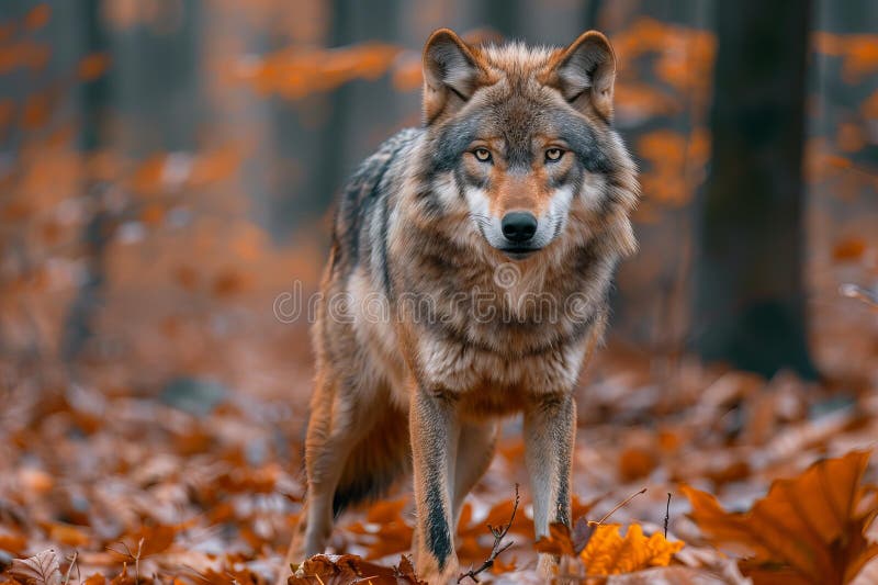 Illustration of Gray Wolf Standing in the Woods, High Quality, High Resolution Stock ...