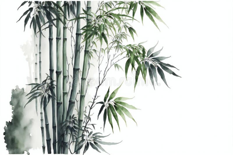 Green Bamboo Illustration, Digital Illustration Painting Stock ...