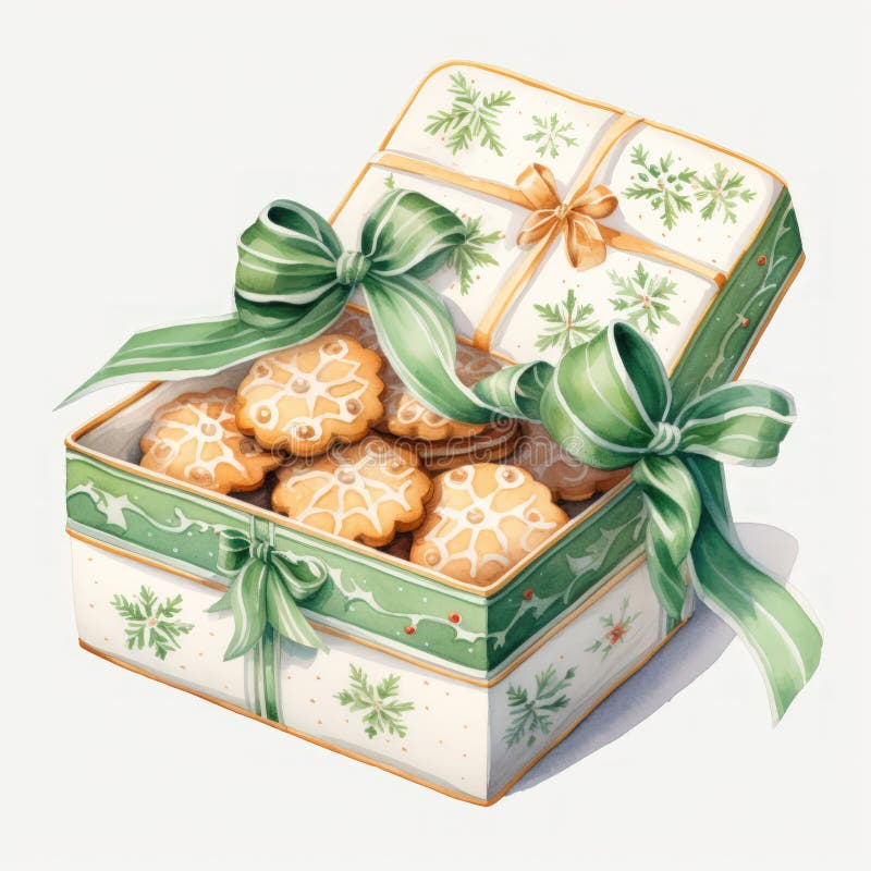 Illustration of a Green Cookie Box Filled with Delicious Cookies Stock ...