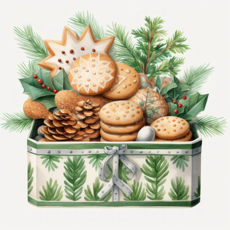 Illustration of a Green Cookie Box Filled with Delicious Cookies Stock ...