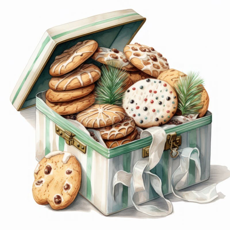 Illustration of a Green Cookie Box Filled with Delicious Cookies Stock ...