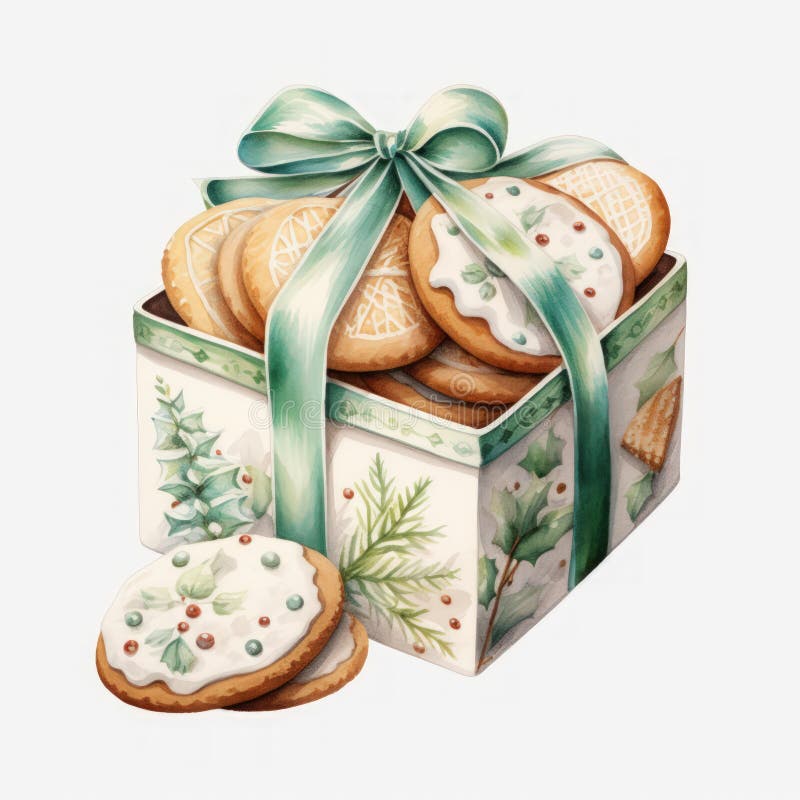 Illustration of a Green Cookie Box Filled with Delicious Cookies Stock ...