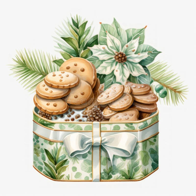 Illustration of a Green Cookie Box Filled with Delicious Cookies Stock ...