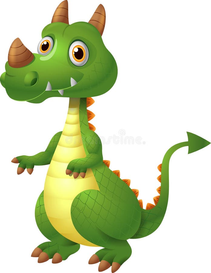 Illustration of Green Cute Dragon Posing Stock Vector - Illustration of ...
