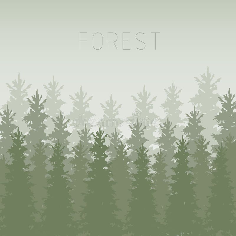 Illustration of Green Forest with Trees Stock Vector - Illustration of ...