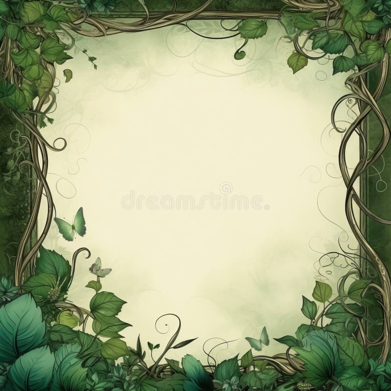An Illustration of a Green Frame with Vines and Leaves Stock ...