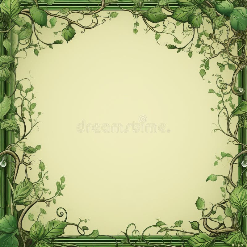 An Illustration of a Green Frame with Vines and Leaves Stock ...