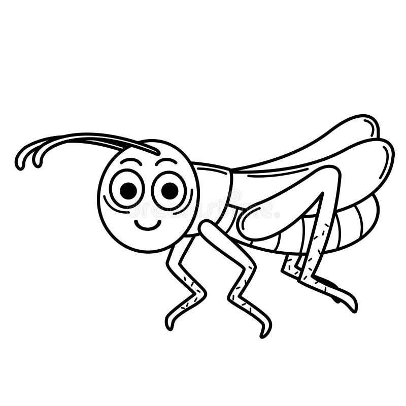 Illustration of Green Grasshopper Cartoon Outline White on Background ...