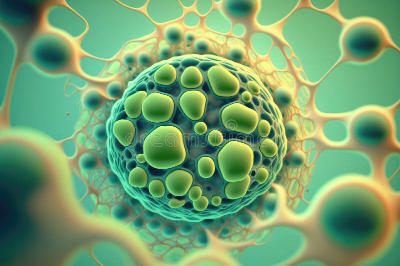 Illustration of a Green Human Cell Close Up, 3d Render Stock ...