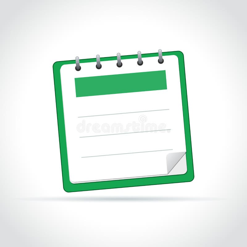 Green Notepad on White Background Stock Vector - Illustration of empty ...