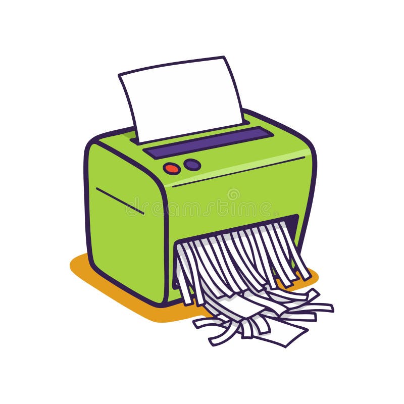 Green Paper Shredder Machine Destroying Documents Illustration Vector ...