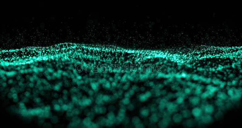 Illustration of Green Particles Forming Wave Pattern Against Black ...