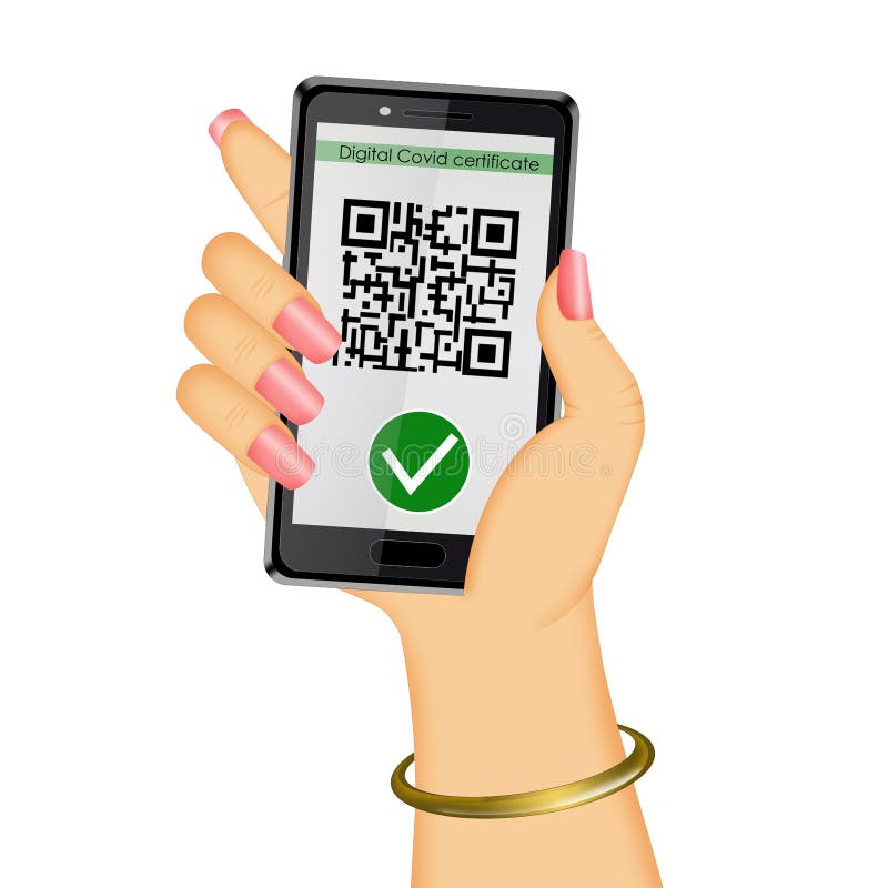 The Green Pass Certificate on Your Mobile Stock Illustration ...