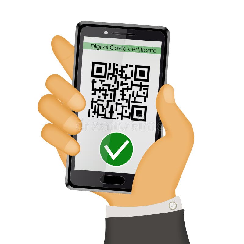Illustration of the Green Pass Certificate on Your Mobile Stock ...