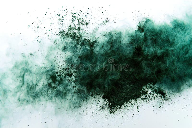 Green Powder Explosion on White Background, Colored Cloud, Colorful ...