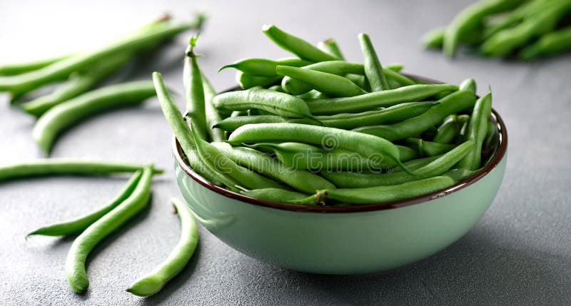 Green String Beans in a Bowl. Stock Illustration - Illustration of ...