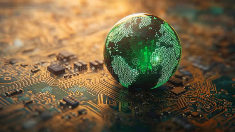 An Illustration of Green Technology Represented by a Crystal Globe on a ...