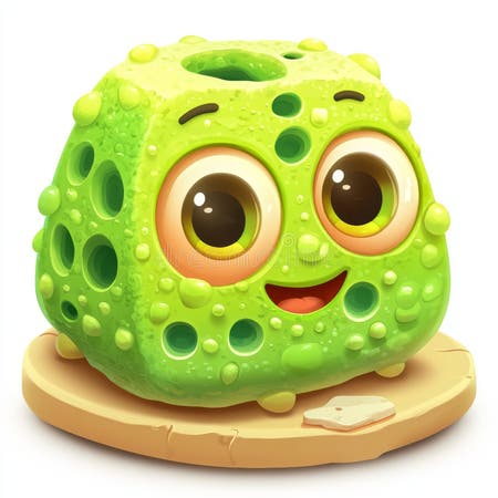 An Illustration of a Green Triangular Shape with a Friendly Face and ...