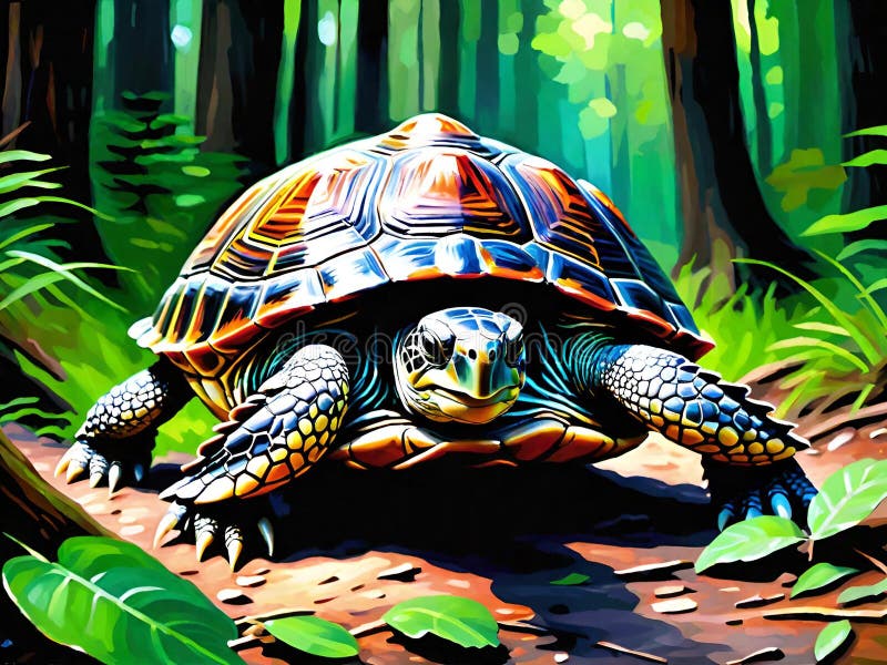 Illustration of a Green Turtle on the Ground Stock Illustration ...