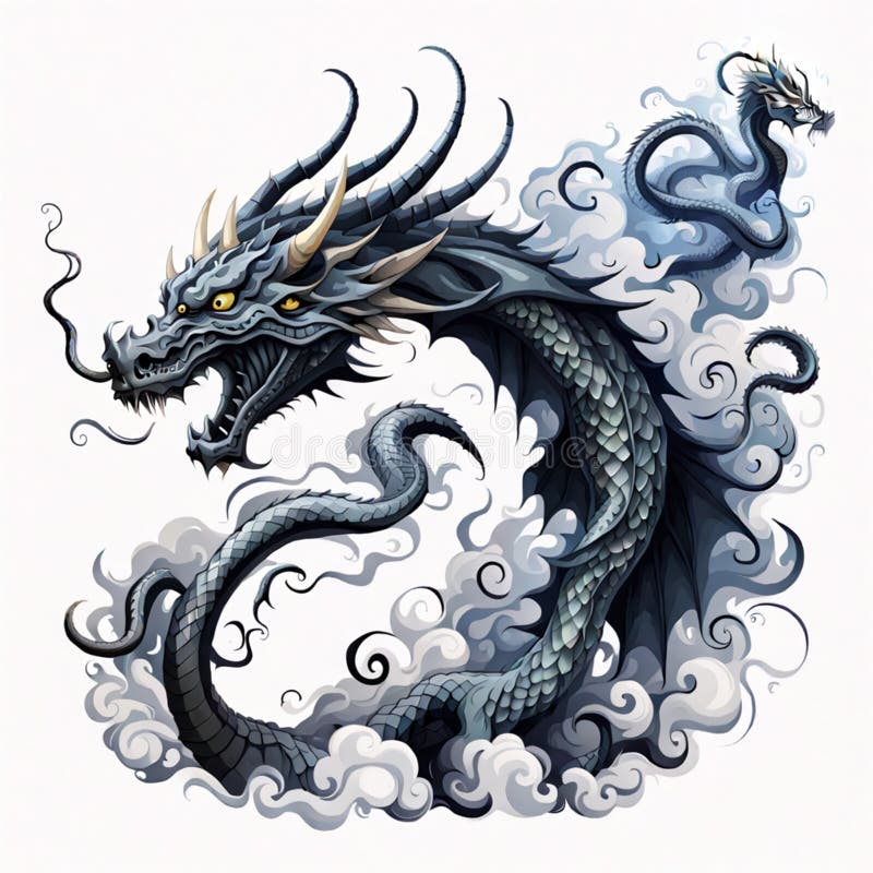 Illustration, grey dragon stock illustration. Illustration of zodiac ...
