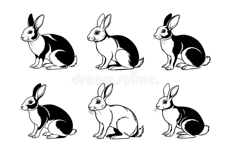 The Grey Hare Vector Illustration Sitting Sideways on a White ...