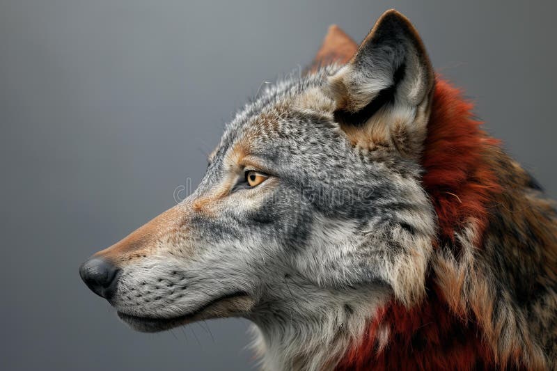 Illustration of Grey Wolf with a Red Coat, High Quality, High ...