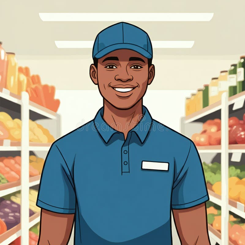 Illustration of a Grocery Store Worker, Ai Generated Image Stock ...
