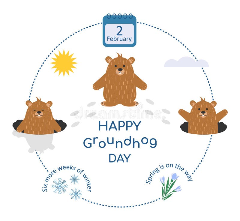 Illustration for Groundhog Day, Groundhog in Different Poses. February ...