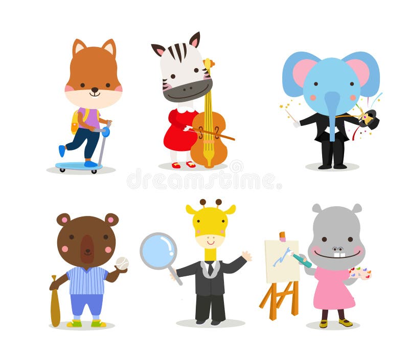 Group of animals set stock vector. Illustration of drawing - 139560717