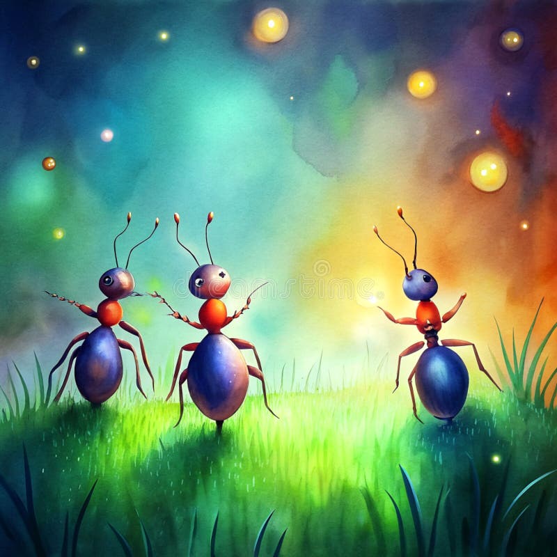 Illustration of a Group of Ants on a Background of Blue Sky Generative ...
