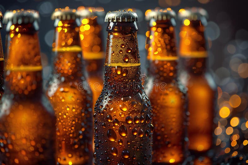 A Group of Beer Bottle with Drops on it, High Quality, High Resolution ...