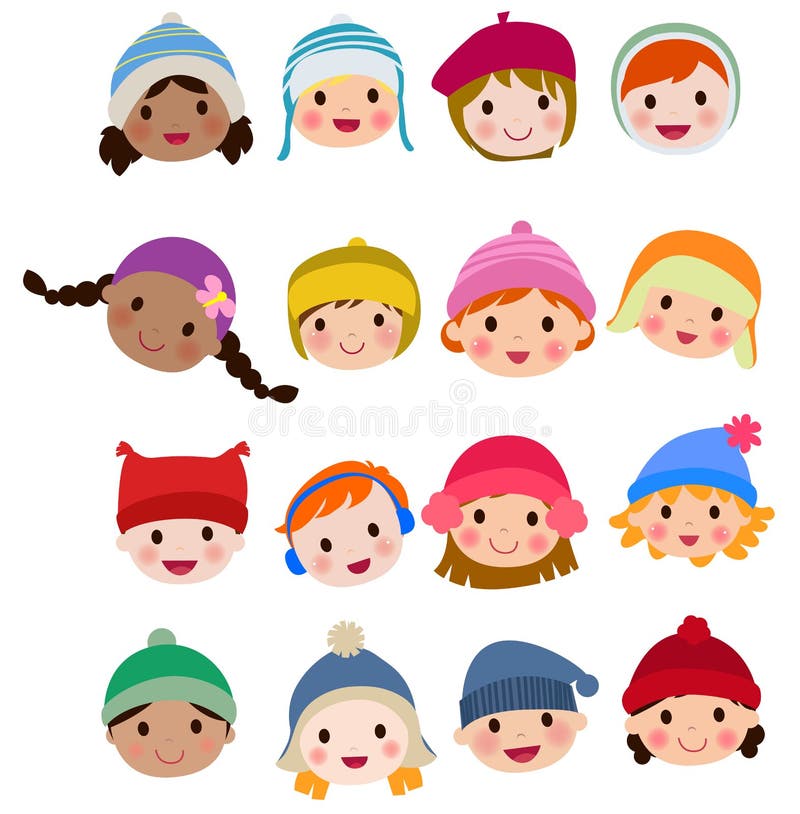 Group of children face set stock vector. Illustration of female - 98968654