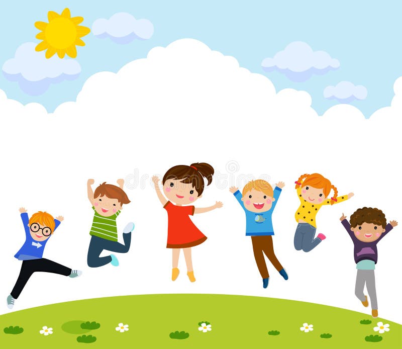 Group of Cute Children Jumping Stock Vector - Illustration of childhood ...