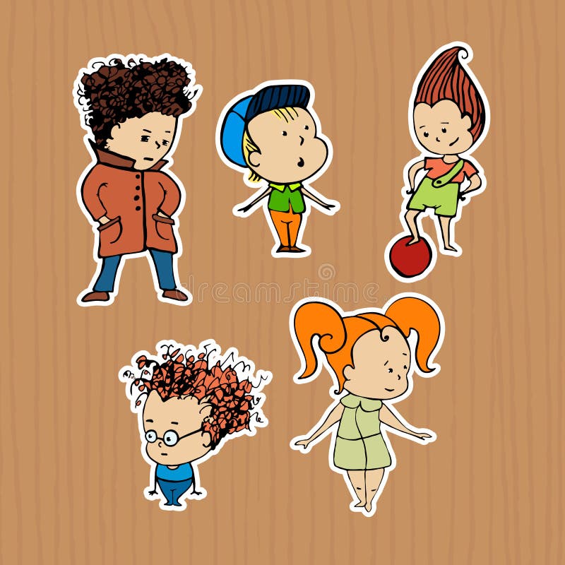 Illustration of a Group Children Stickers Stock Illustration ...