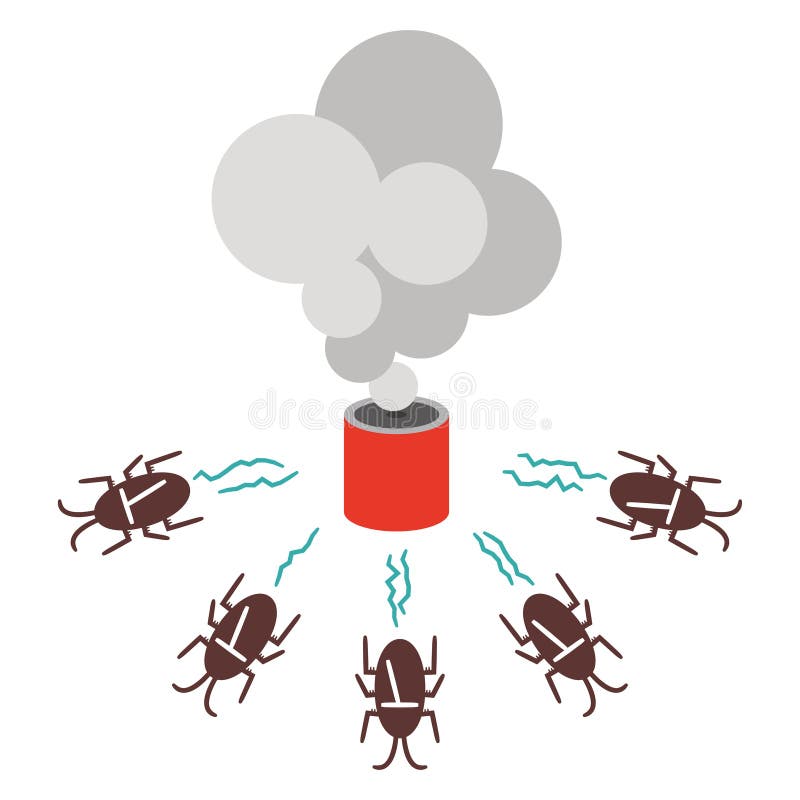 Illustration of a Group of Cockroaches Escaping from Pest Control Smoke ...