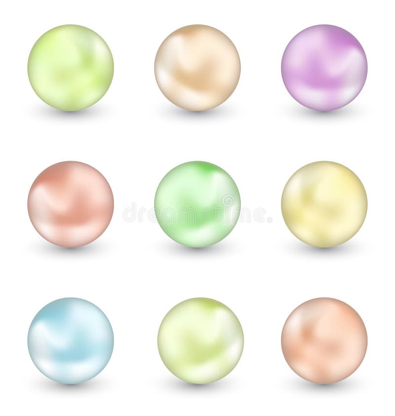 Group of Colorful Pearls on White Background Stock Vector ...